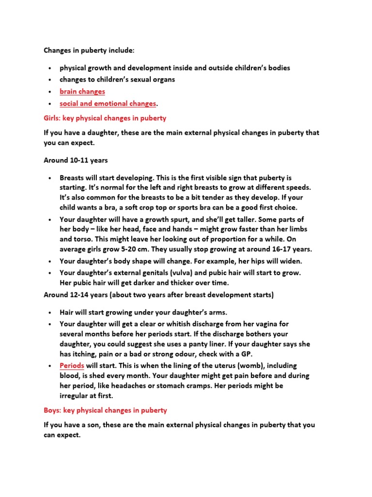 Brain Changes Social and Emotional Changes Girls: Key Physical Changes ...