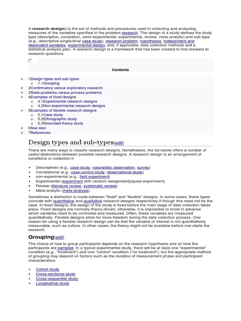 Design Types and Sub-Types: Grouping | PDF | Research Design | Experiment