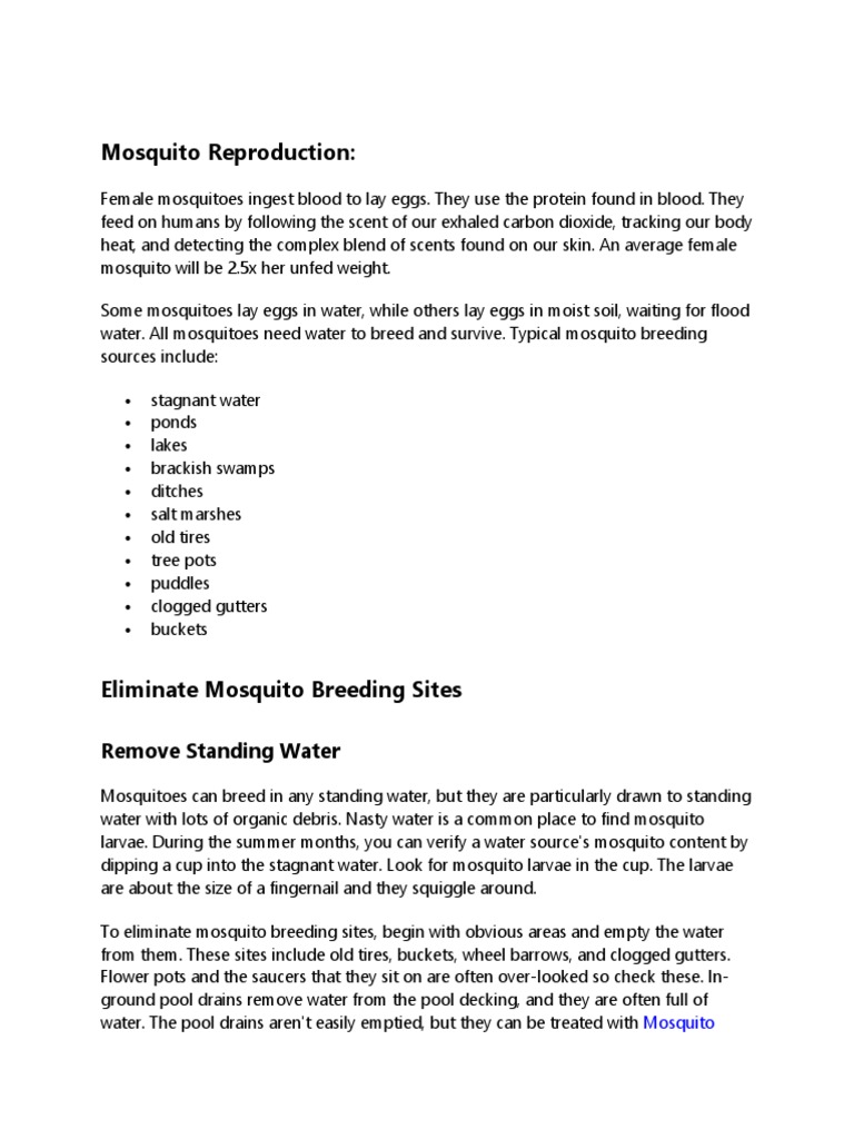 Mosquito Reproduction:: Remove Standing Water | PDF