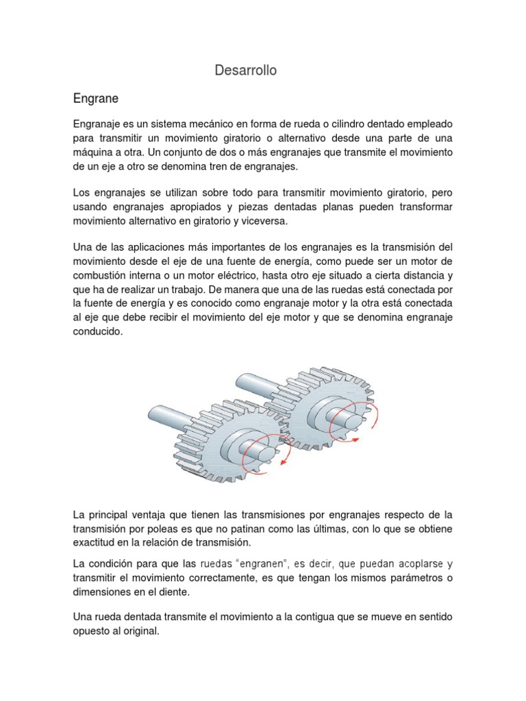 Transmisión De Movimiento Mecánico Desarrollo Y Aplicaciones De