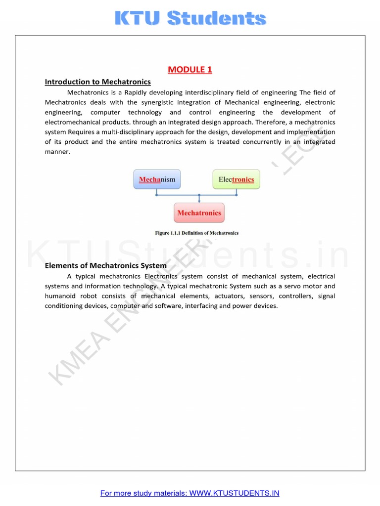 ME407 M1 Mechatronics Ktustudents - in | PDF