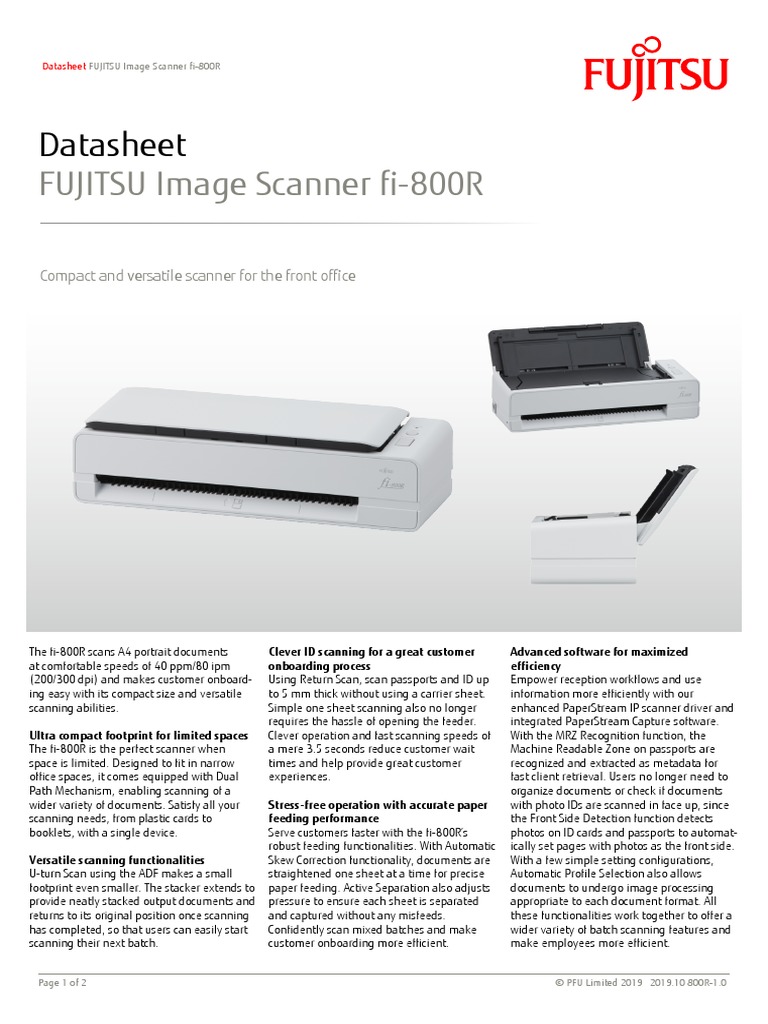 Fujitsu Datasheet Fi-800R Final 01 Secure | PDF | Image Scanner | Media ...