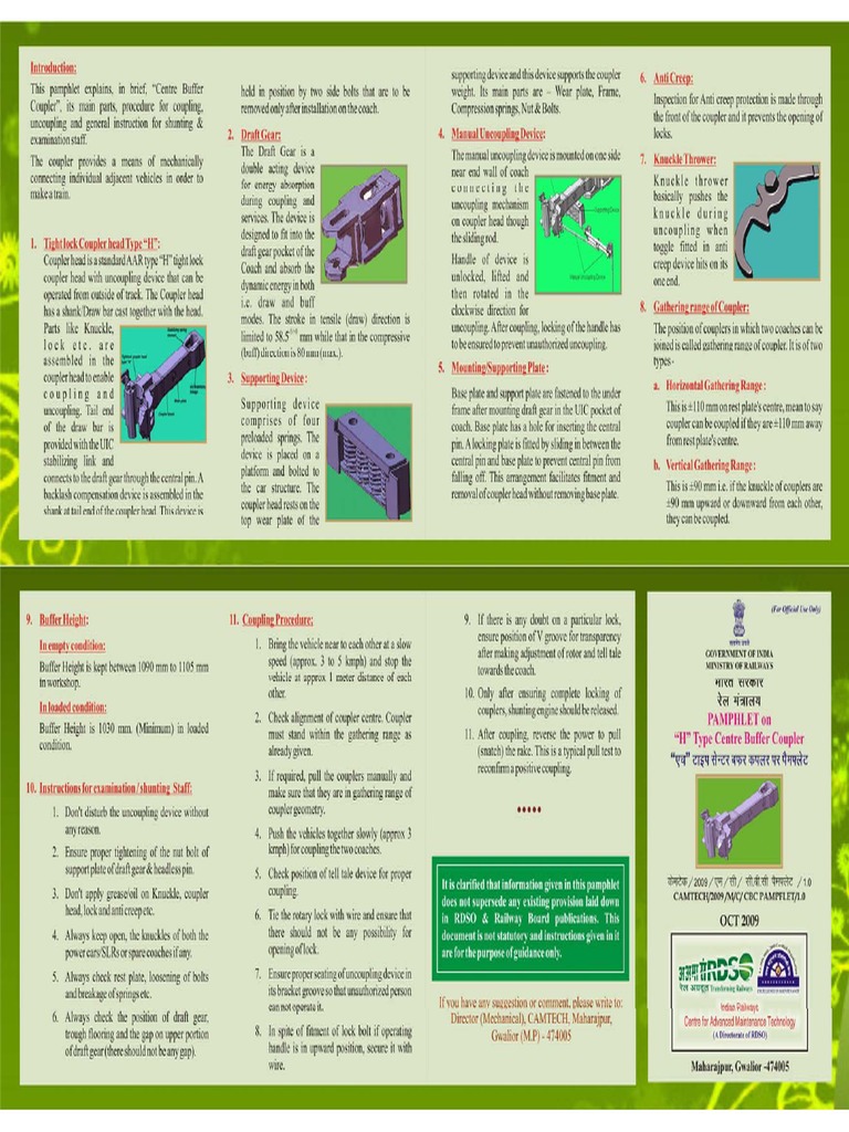 Pamphlet - H - Type - Centre - Buffer - Coupler - English | PDF