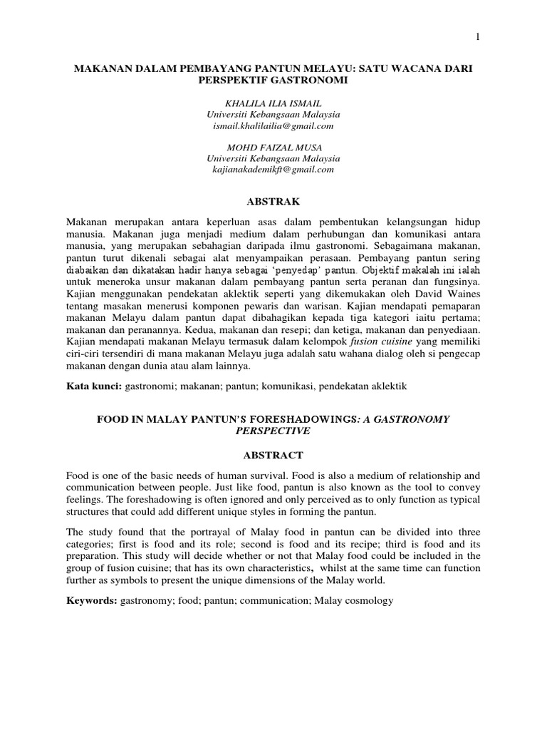 Gastronomi Dalam Pembayang Pantun PDF | PDF