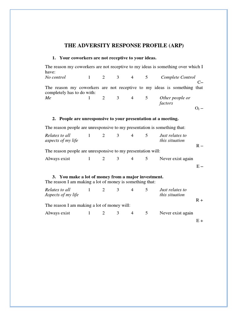 The Adversity Response Profile | PDF | Behavioural Sciences ...