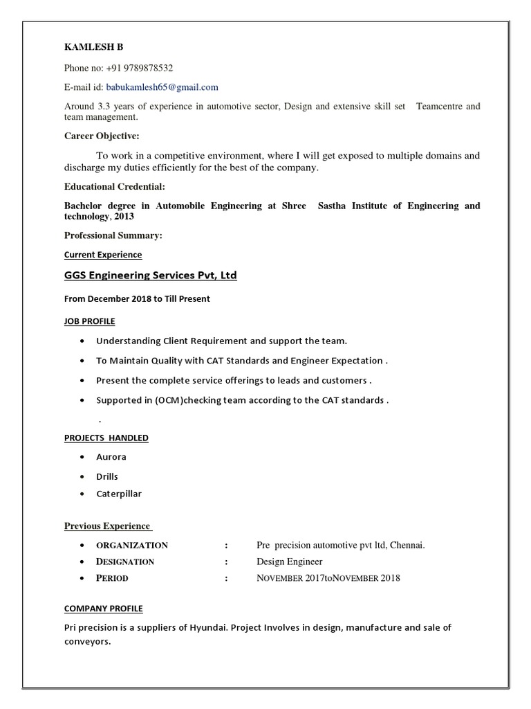 GGS Engineering Services PVT, LTD: Career Objective | PDF ...