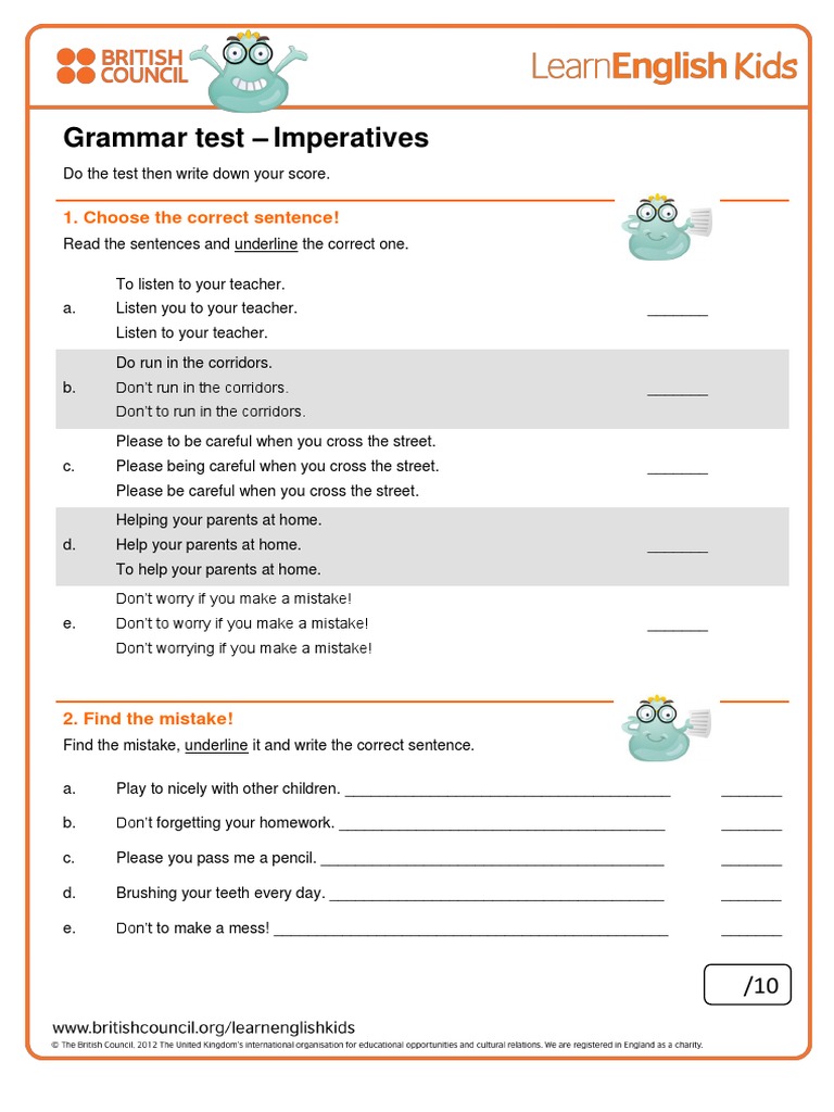 Grammar Practice Imperatives | PDF