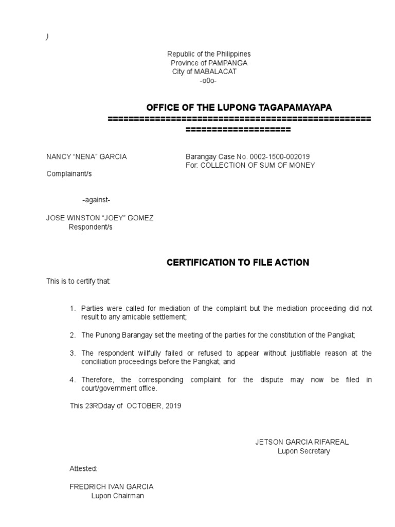 Office of The Lupong Tagapamayapa | PDF