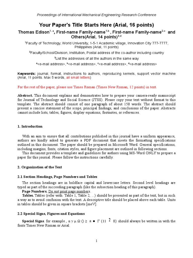 IMERC 2020 - Paper Format Template | PDF | Bracket | Arial