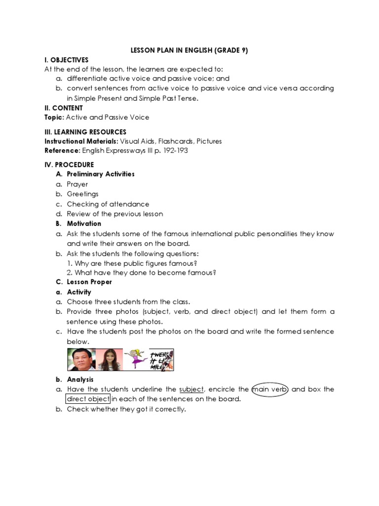 Grade 9 Active and Passive Voice Lesson | PDF | Verb | Subject (Grammar)