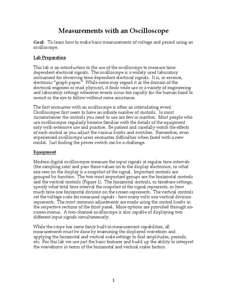 Lab 6 Oscilloscope Pdf Frequency Amplitude
