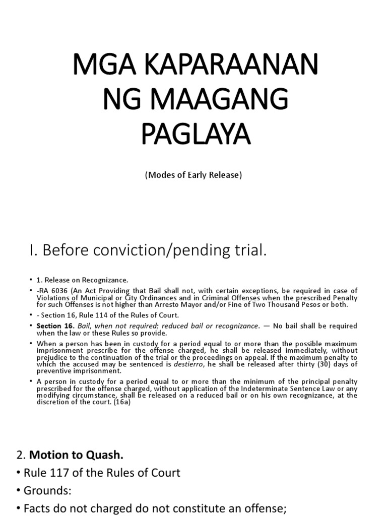 Modes of Early Release from Jail | PDF | Bail | Sentence (Law)