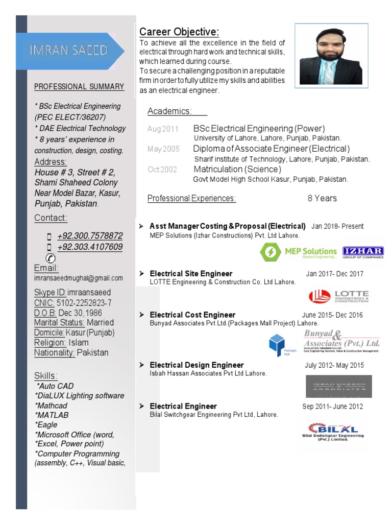 Imran Saeed CV | PDF | Procurement | Specification (Technical Standard)
