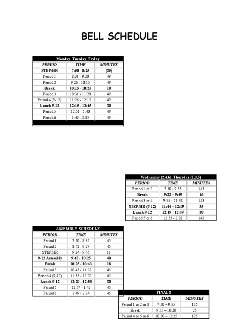 Bell Schedule | PDF