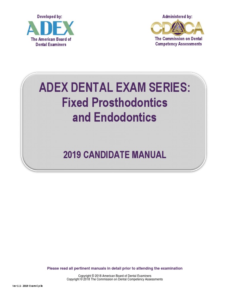 Adex Dental Exam Series: Fixed Prosthodontics and Endodontics | PDF ...