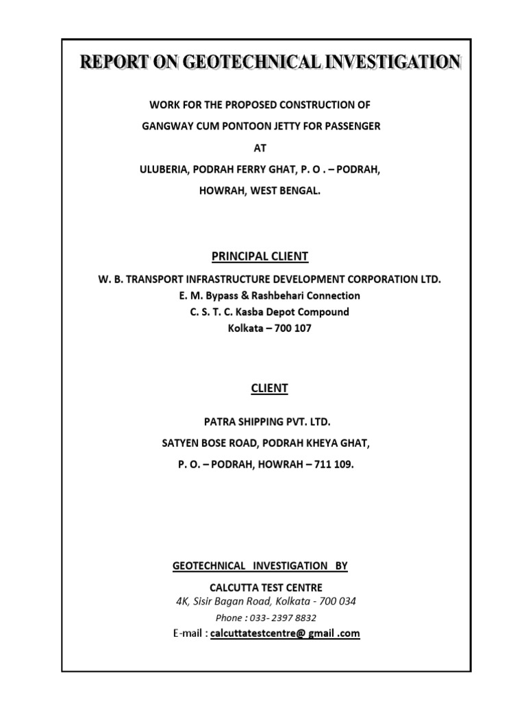 Geotechnical Report for Uluberia Jetty | PDF | Deep Foundation | Soil ...