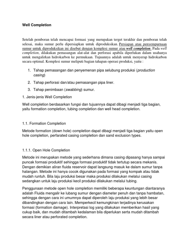 Well Completion | PDF