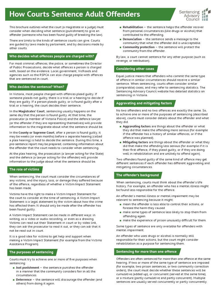 How Courts Sentence Adult Offenders 2019 | PDF | Parole | Sentence (Law)