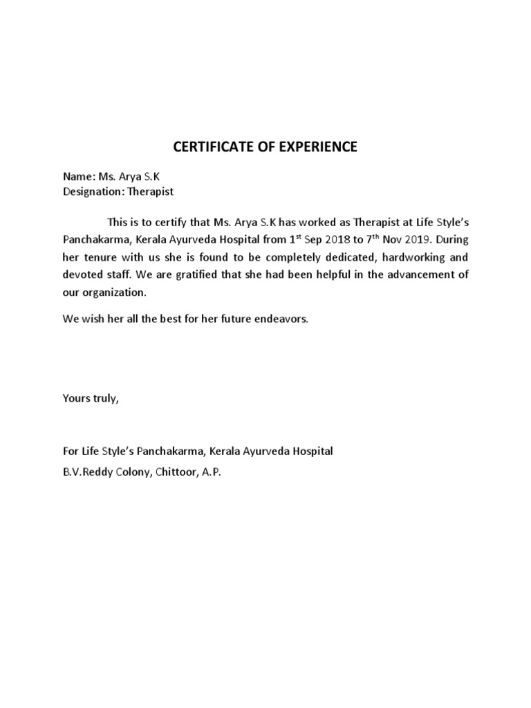 Certificate of Experience | PDF