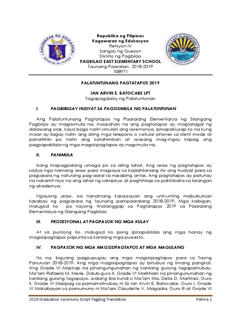 Graduation Script Fil Pdf