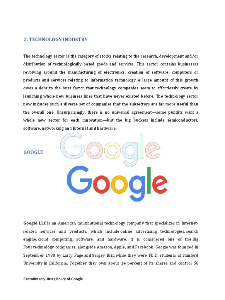 Technology Industry: Google | PDF | Alphabet Inc. | Computing