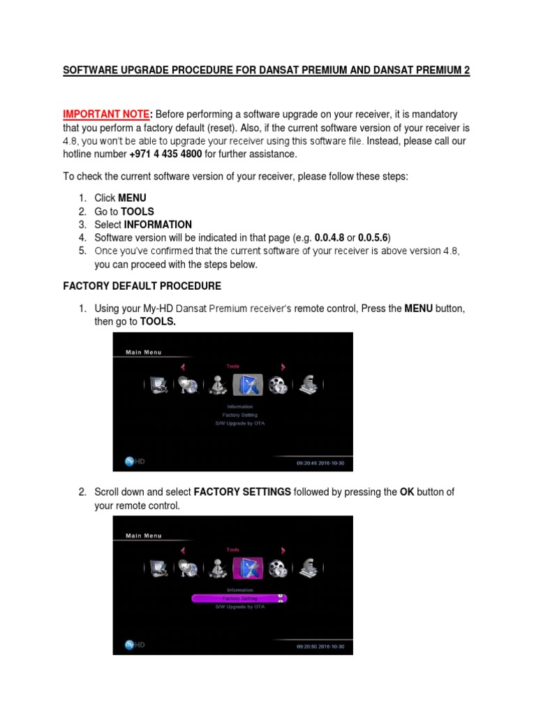 Software Upgrade Procedure For Dansat Premium PDF | PDF | Booting | Usb