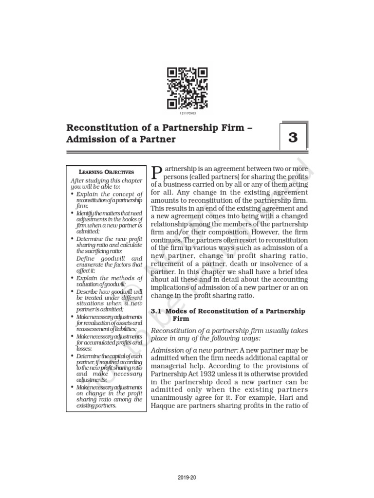 Admission of Partner | PDF | Goodwill (Accounting) | Partnership