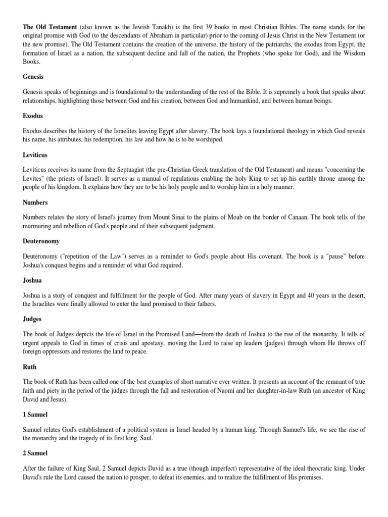 The Old Testament (Also Known As The Jewish Tanakh) Is The First 39 ...