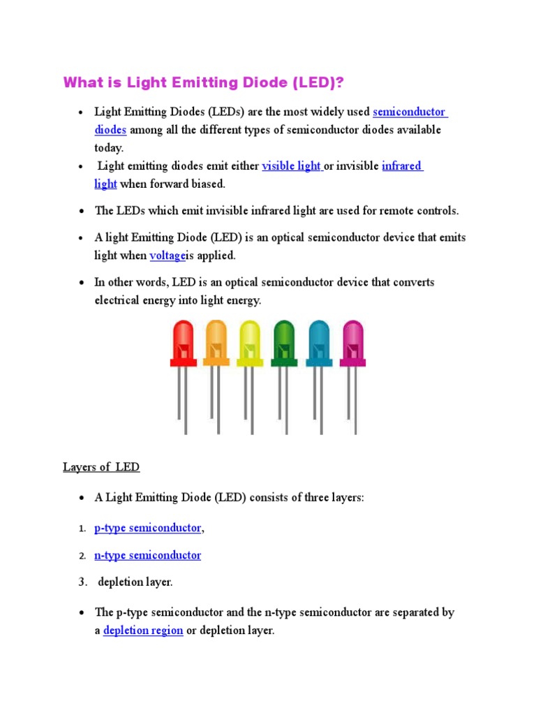 Understanding Light Emitting Diodes (LEDs) | PDF | P–N Junction | Light ...