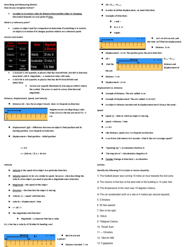 Grade 7 Handouts Vector and Scalar | PDF | Velocity | Euclidean Vector