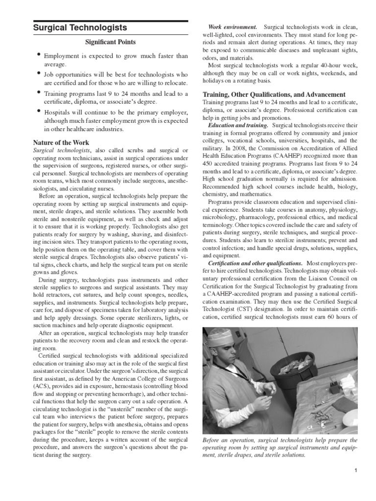 Surgical Technician | PDF | Surgery | Medicine