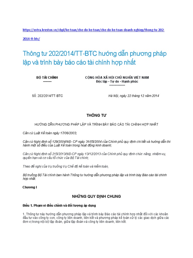 Huong Dan Hop Nhat BCTC | PDF