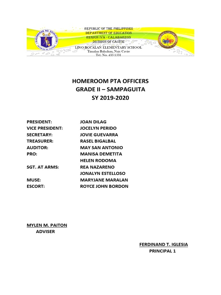 Homeroom Pta Officers by Grade Level | PDF