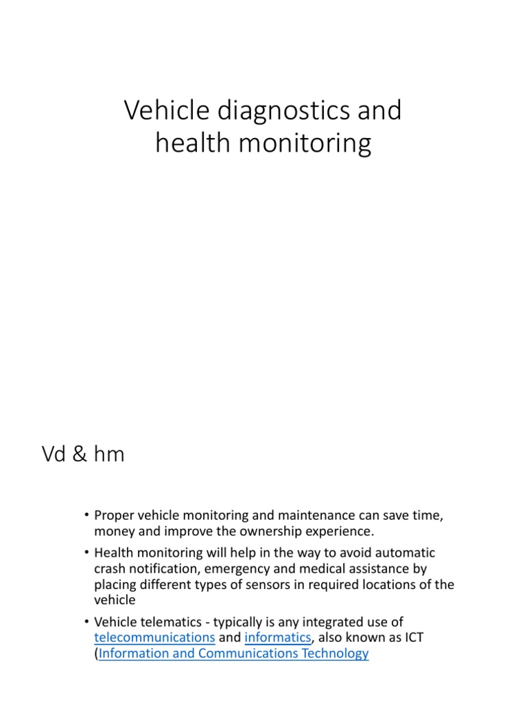 Vehicle Diagnostics and Health Monitoring | PDF | Computers ...