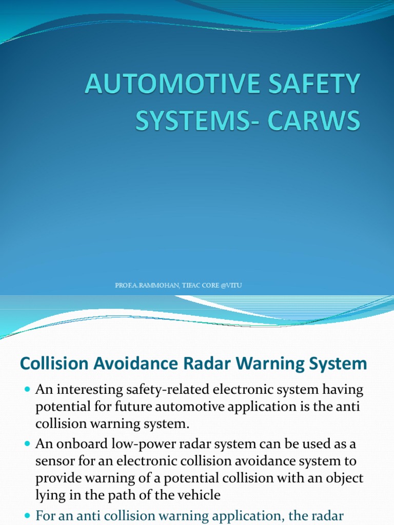 Collision Avoidance Radar System | PDF | Radar | Airbag