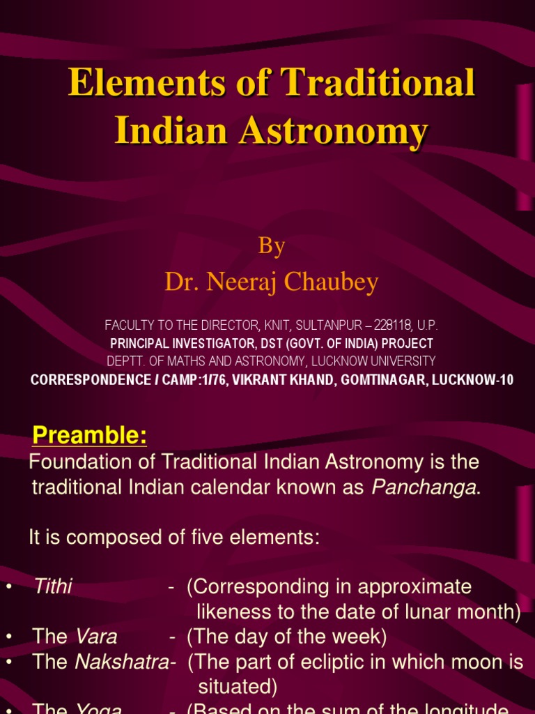 Elements of Traditional Indian Astronomy: Dr. Neeraj Chaubey | PDF ...