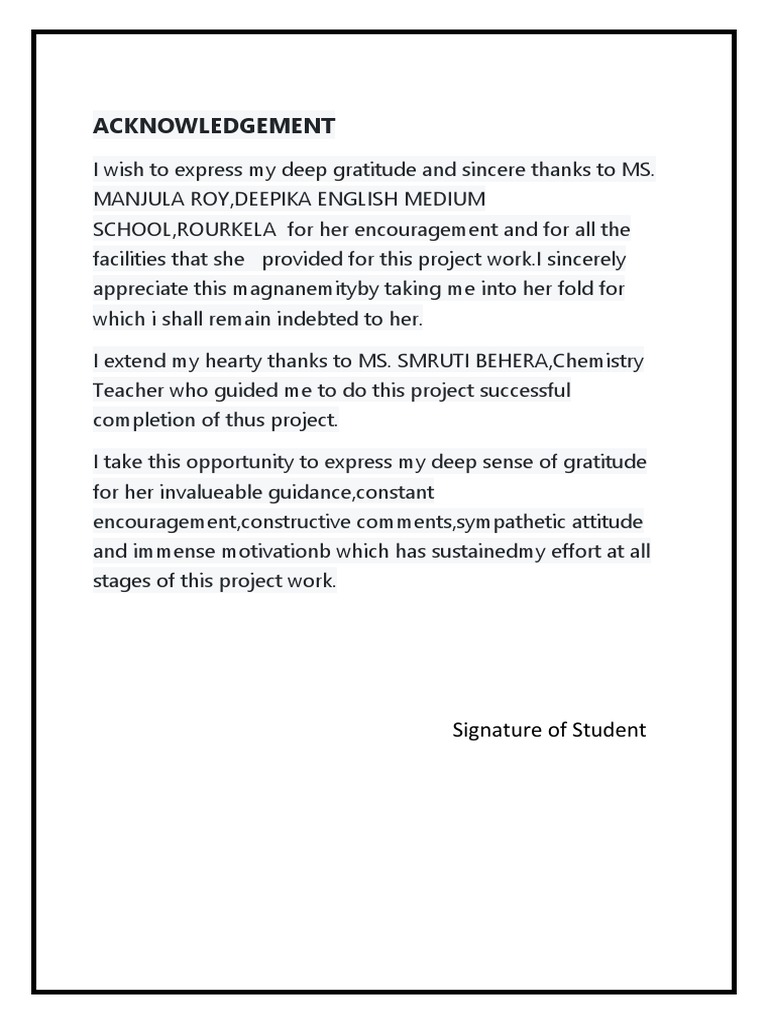 Acknowledgement: Signature of Student | PDF