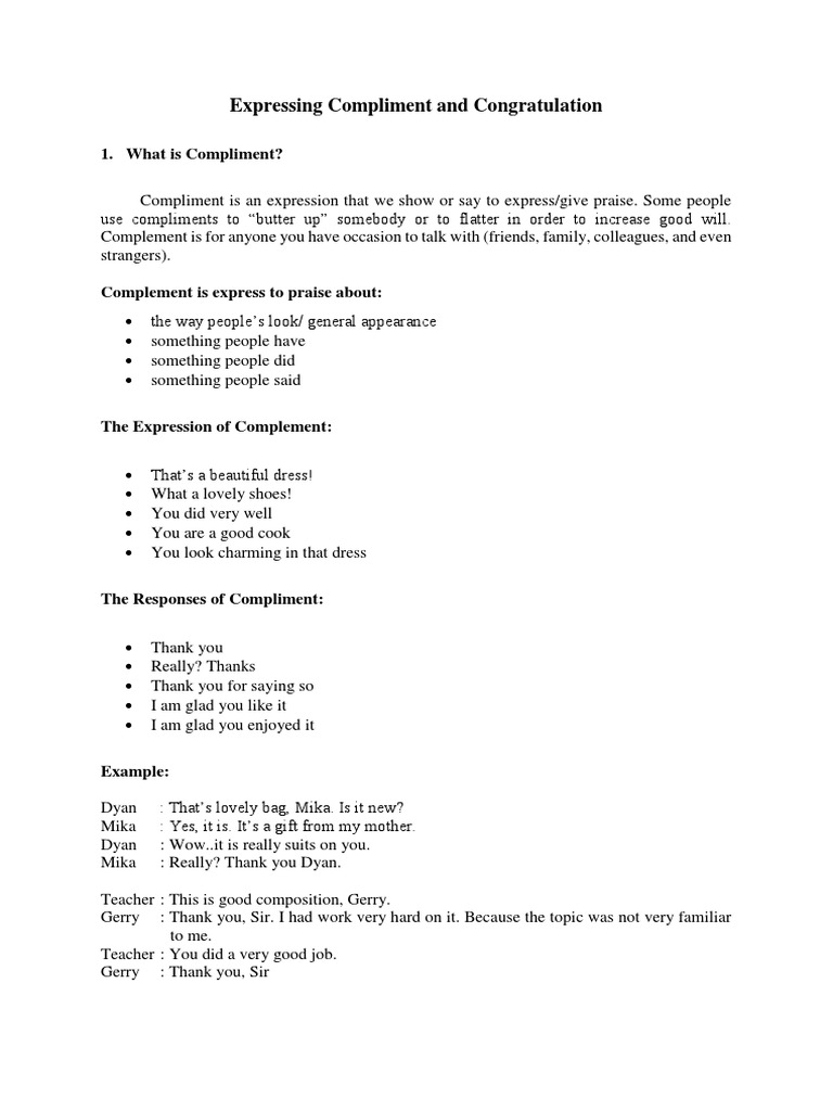 Expressing Compliment and Congratulation | PDF