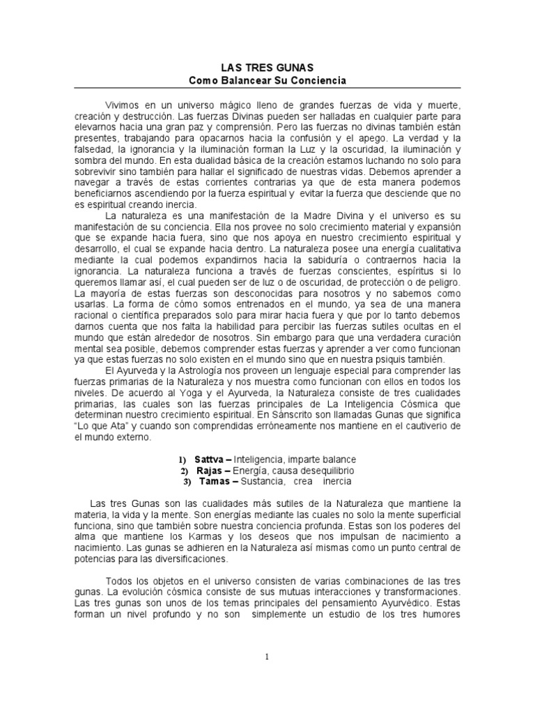 Las Tres Gunas | PDF | Mente | Meditación