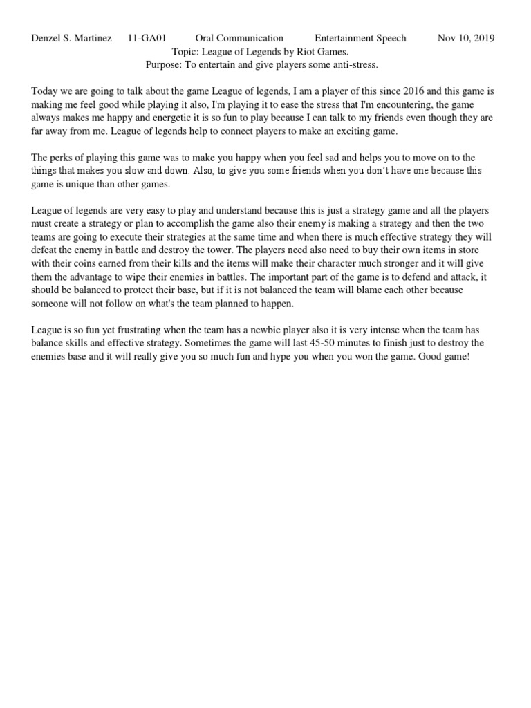 Entertainment Speech | PDF