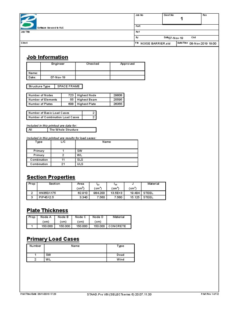 Job Information: Job No Sheet No Rev | PDF | Structural Engineering ...