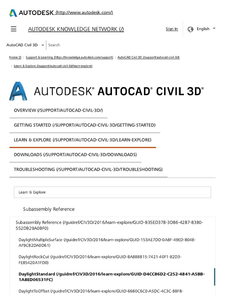 DaylightStandard - AutoCAD Civil 3D - Autodesk Knowledge Network | PDF | Slope | Parameter ...