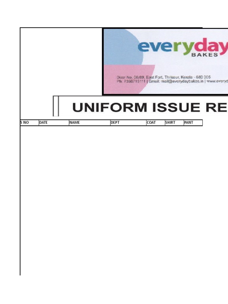 Uniform Issue Register | PDF