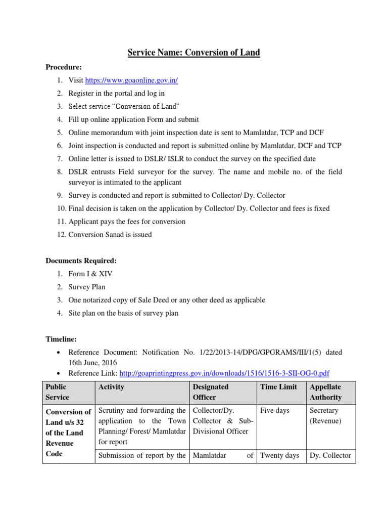 Goa Land Conversion Process Guide | PDF | Government | Business