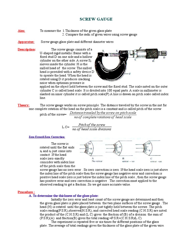 Exp - 2 Screw Gauge PDF | PDF | Applied And Interdisciplinary Physics ...