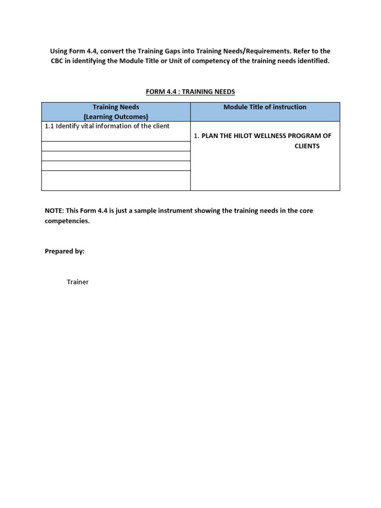 Form 4.4 Training Needs | PDF