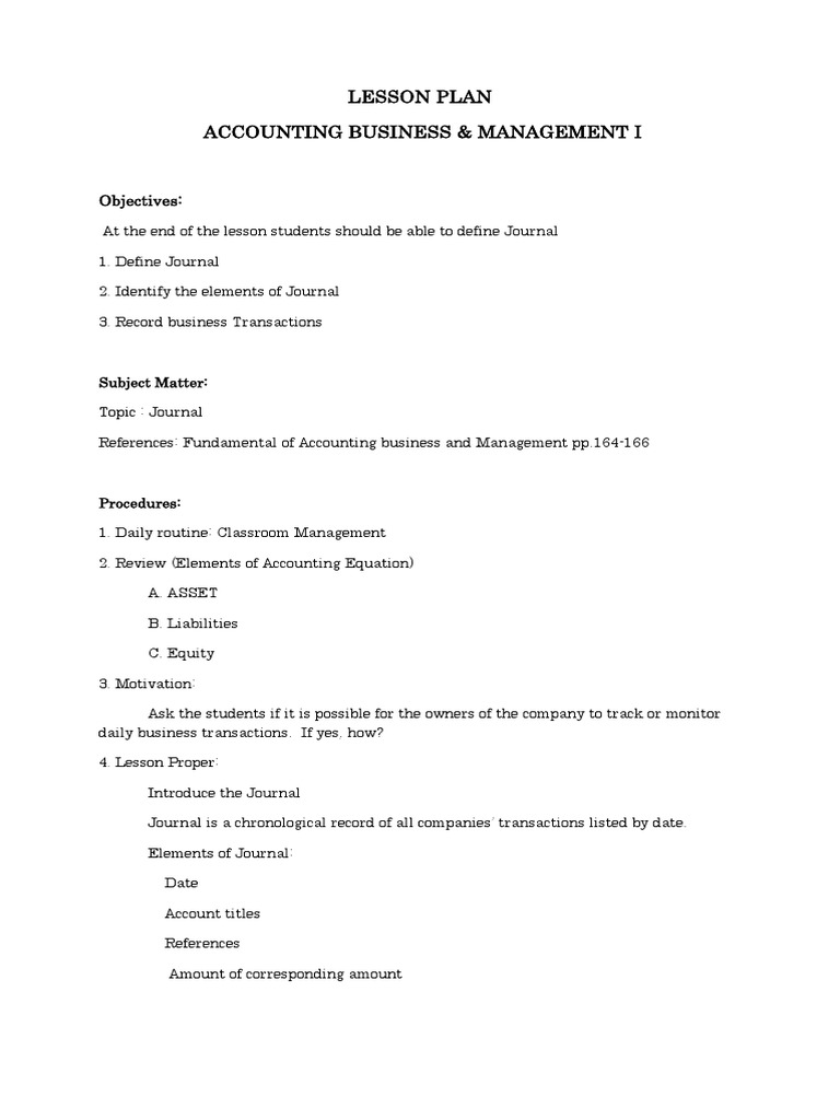 Journal Basics for Accounting Class | PDF