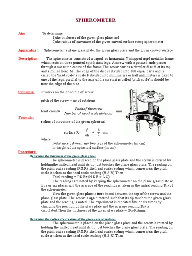 Exp - 3 Spherometer PDF | PDF | Natural Philosophy | Geometric Measurement