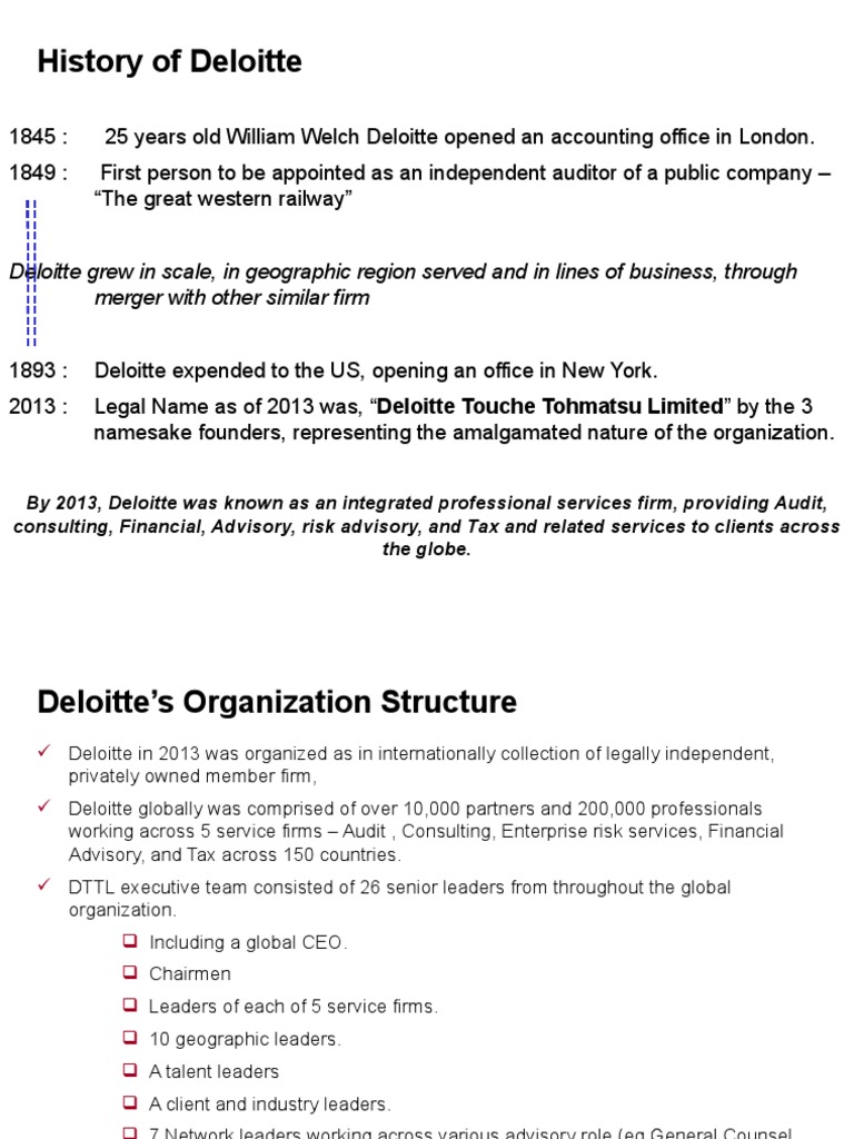 History and Structure of Deloitte | PDF