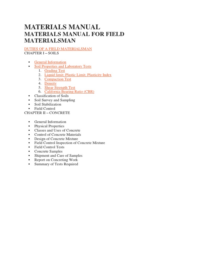Materials Manual | PDF